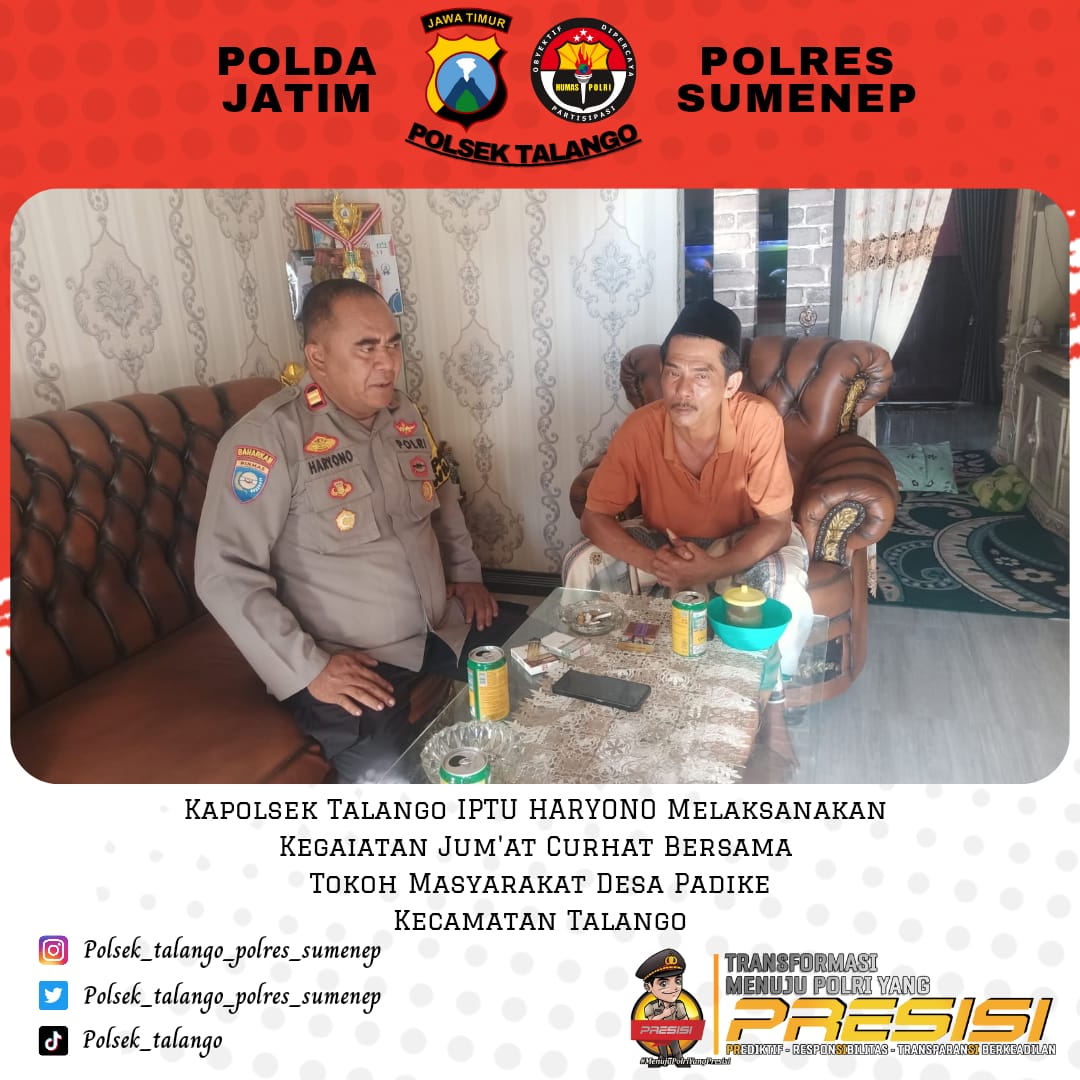 Kapolsek Talango IPTU HARYONO Melaksanakan Kegaiatan Jum’at Curhat Bersama Tokoh Masyarakat Desa ...